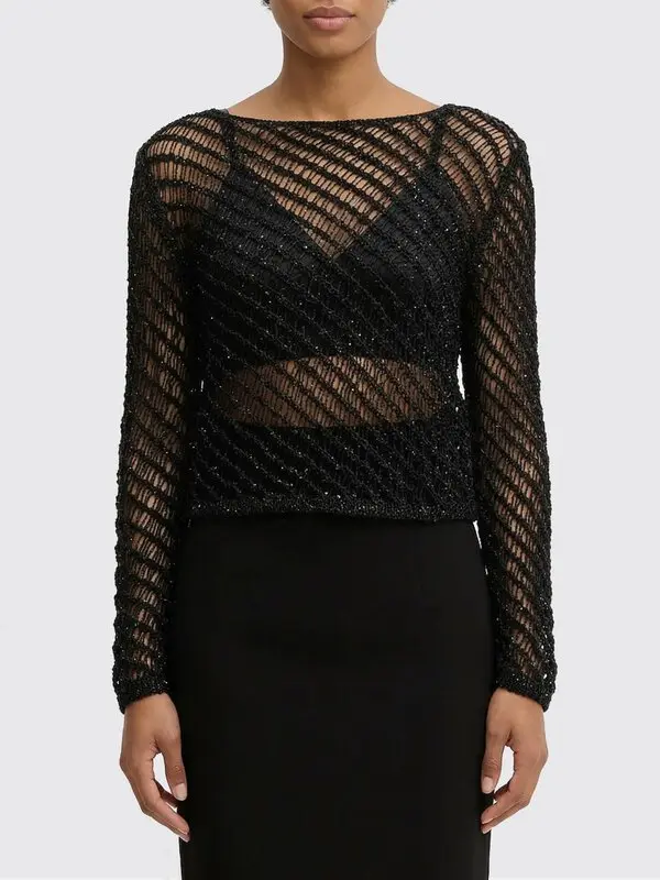 Pinko Sequined Mesh Top - Black