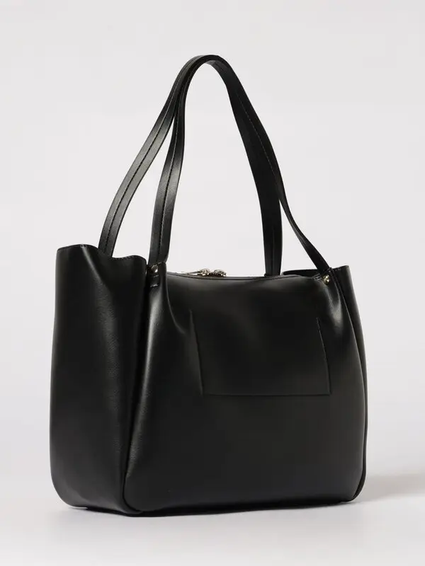 Just Cavalli Faux Leather Shoulder Bag With Embellished Logo Charm - Black