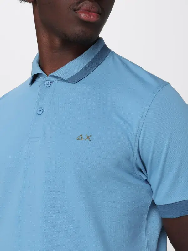 SUN 68 Cotton Logo Polo Shirt - Gnawed Blue