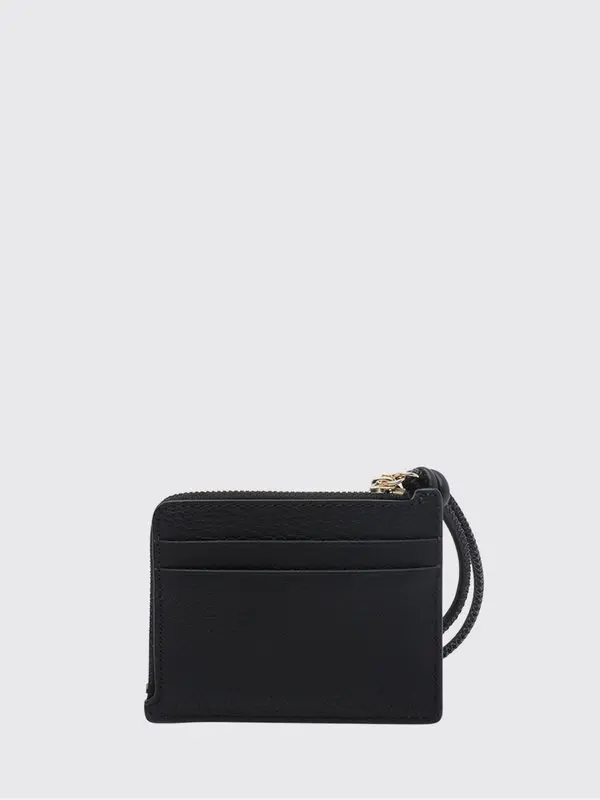 Michael Kors Jet Set Pebbled Leather Card Holder With Metal Logo And Zip Closure