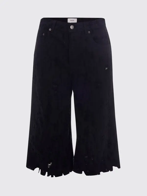 HAIKURE Cotton Denim Distressed Knee Length Shorts