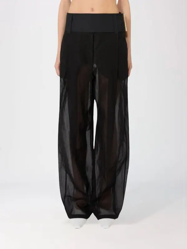 Sportmax Ferito Wide Leg Trousers In Silk Organza - Black