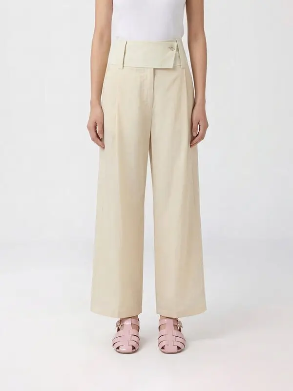 Sportmax Ferito Wide Leg Trousers In Silk Organza - Ecru