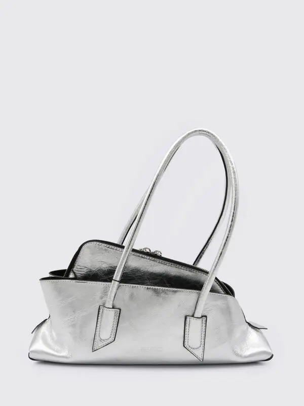 Attico La Passeggiata Small Crackled Laminated Leather Bag - Silver