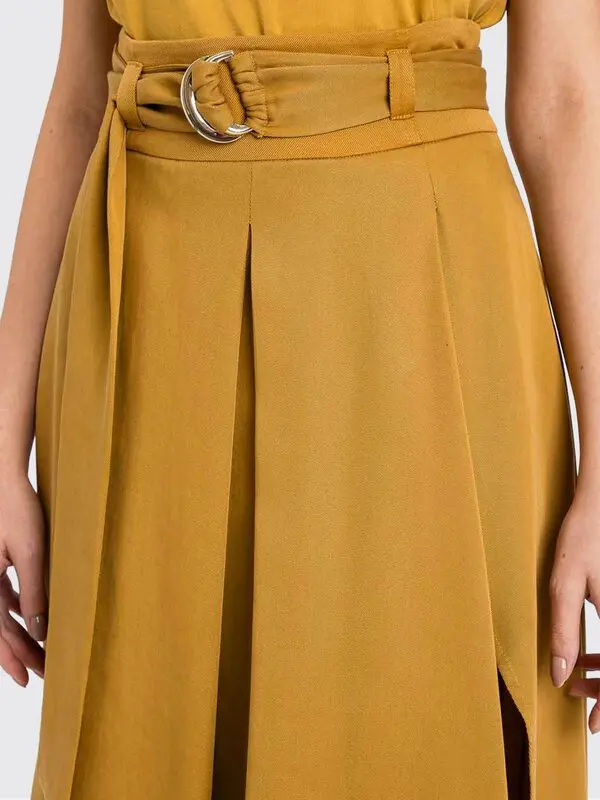 TWINSET Belted Pleated Midi Skirt With Slit