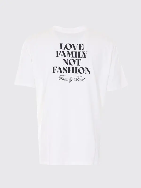 FAMILY FIRST Cotton Crew Neck T-shirt With Slogan - White