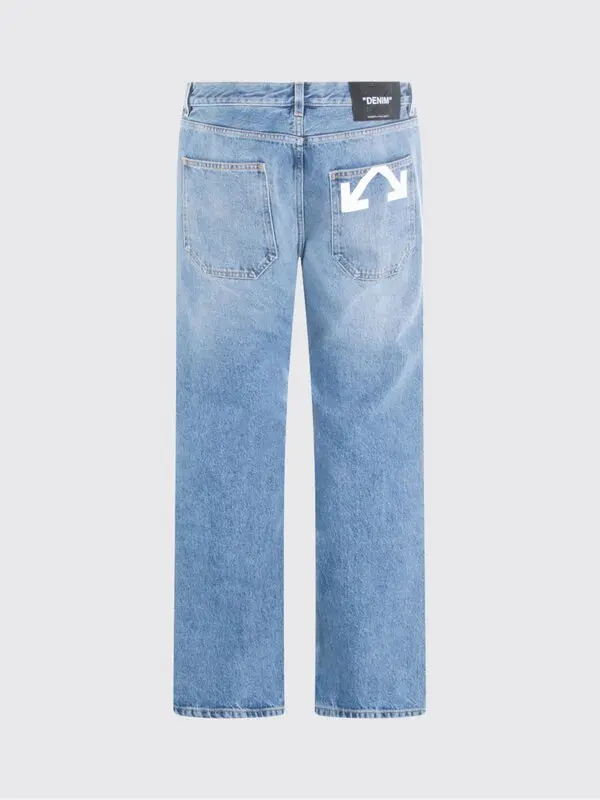 Off-White Cotton Denim Straight Jeans