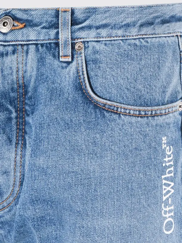 Off-White Cotton Denim Straight Jeans