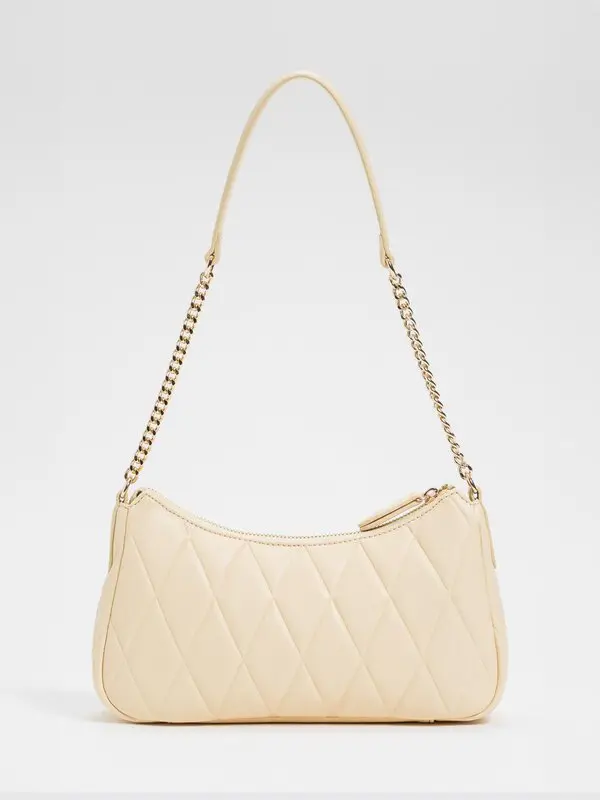 TWINSET Quilted Faux Leather Shoulder Bag With Metal Handle - Yellow