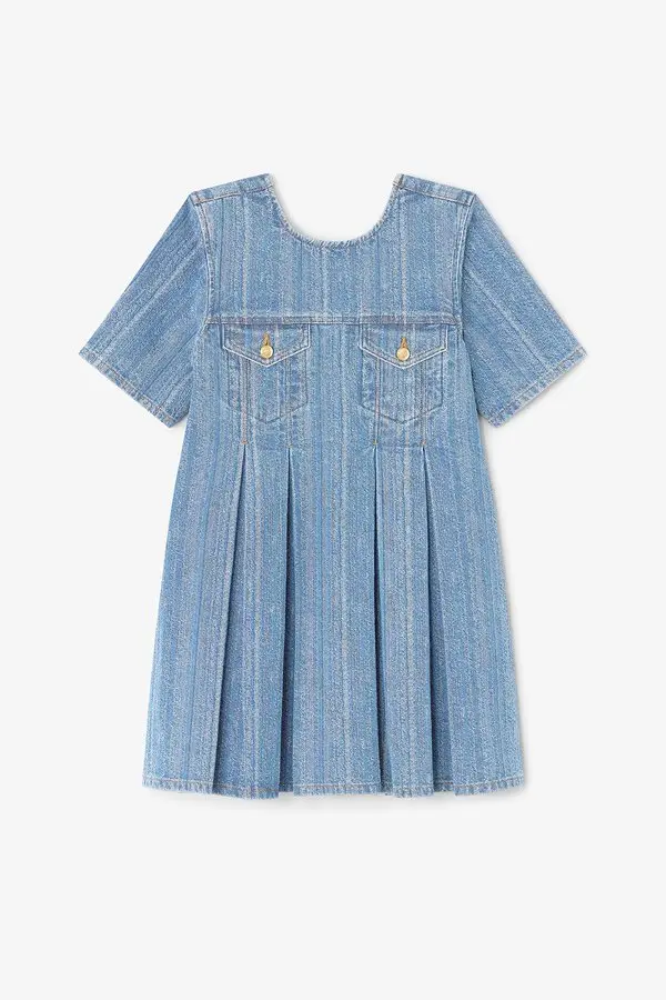 GANNI Striped Denim Mini Dress - Blue