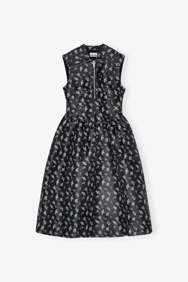 GANNI Floral Jacquard Midi Dress