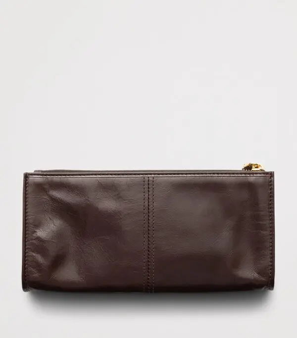 Prada Calf Leather Logo Pouch - Brown