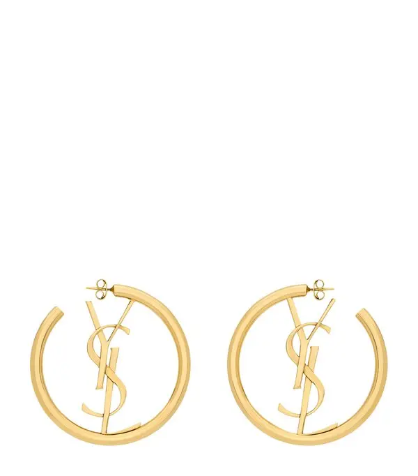 Saint Laurent Cassandre Logo Hoop Earrings - Yellow