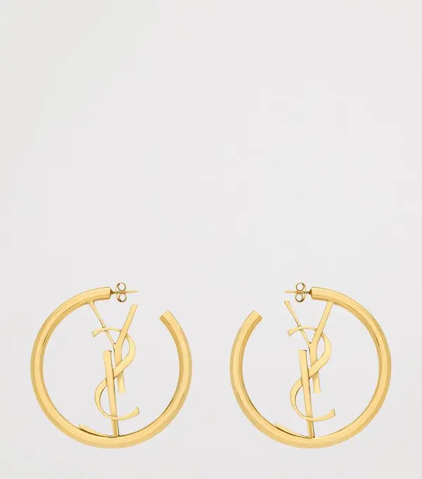 Saint Laurent Cassandre Logo Hoop Earrings