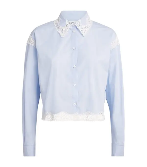 Sandro Cotton Lace-trim Shirt - Blue