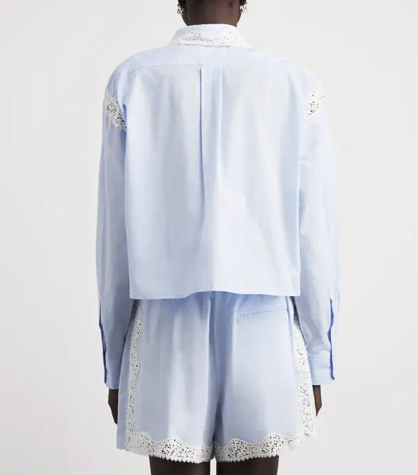 Sandro Cotton Lace-trim Shirt - Blue