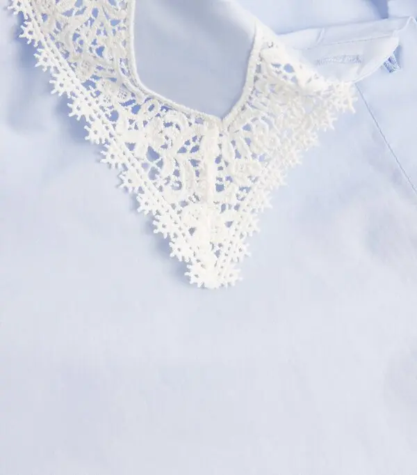 Sandro Cotton Lace-trim Shirt - Blue