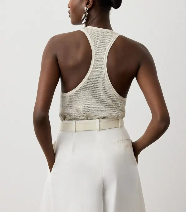 Ralph Lauren Embellished Mulberry Silk Tank Top - Neutral