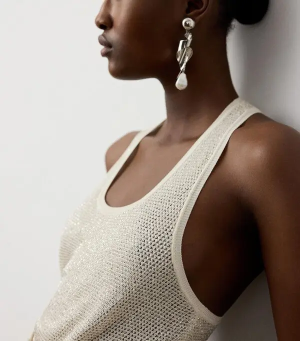 Ralph Lauren Embellished Mulberry Silk Tank Top - Neutral