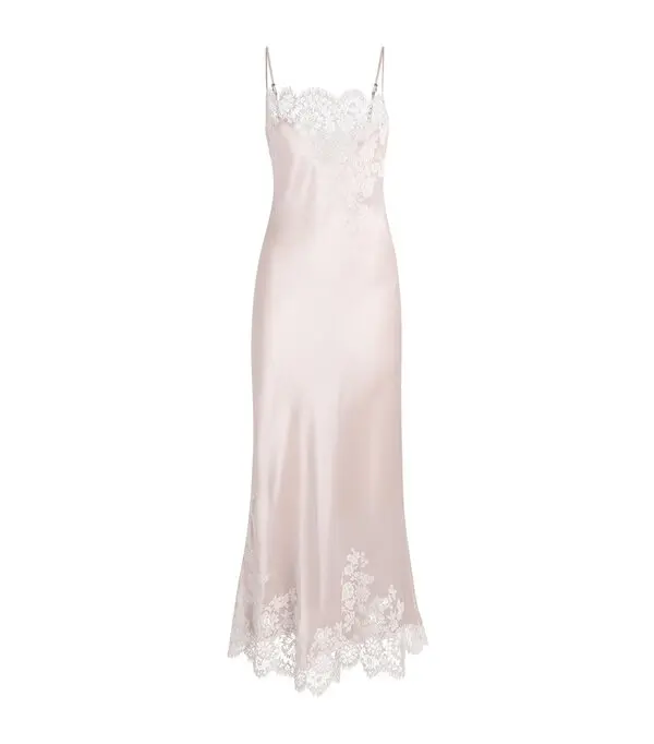 Carine Gilson Silk Lace-trim Julia Slip Dress - Pink