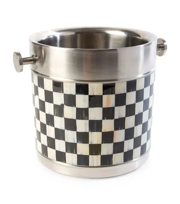 MACKENZIE-CHILDS Stainless Steel Courtly Check Ice Bucket - Black