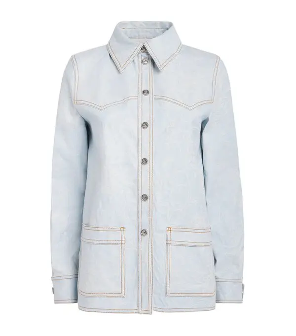 Etro Stretch-denim Paisley Shacket - Blue