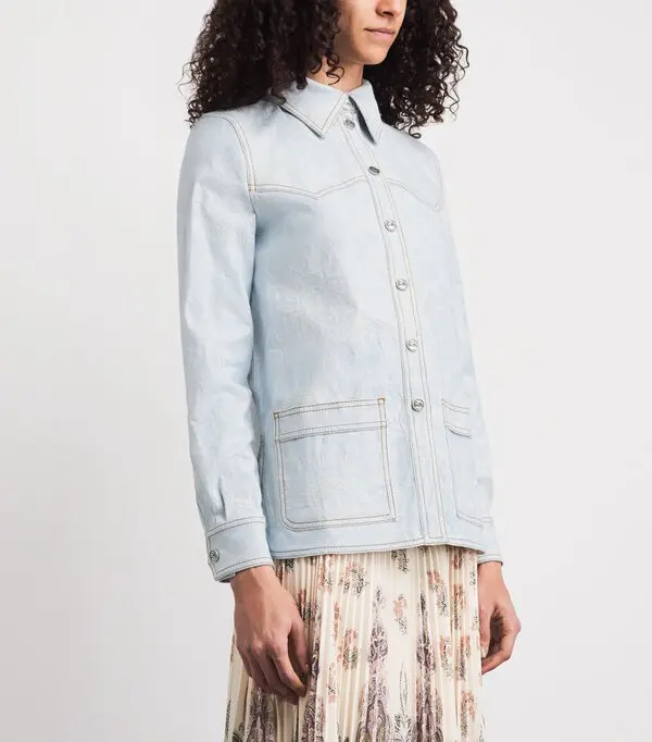 Etro Stretch-denim Paisley Shacket - Blue
