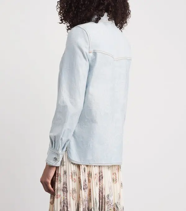 Etro Stretch-denim Paisley Shacket - Blue
