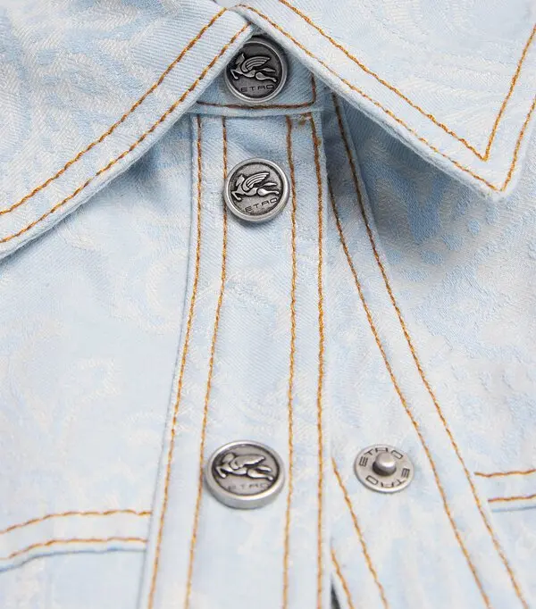 Etro Stretch-denim Paisley Shacket - Blue