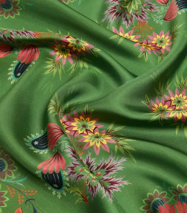 Max Mara Silk Twill Floral Scarf
