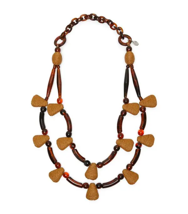 Max Mara Layered Statement Necklace - Beige