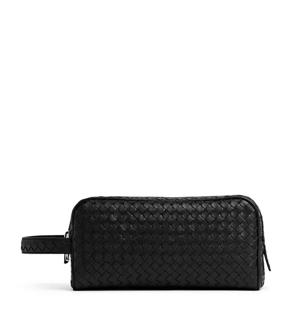 Bottega Veneta Leather Intrecciato Piccolo Travel Pouch - Grey