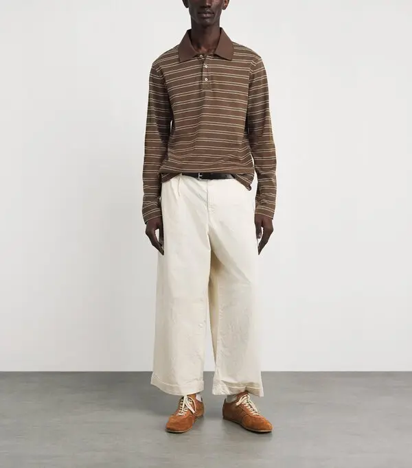 A.p.c. Cotton Stripe Polo Shirt - Brown