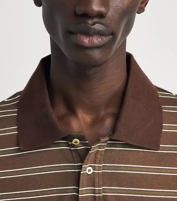 A.p.c. Cotton Stripe Polo Shirt - Brown