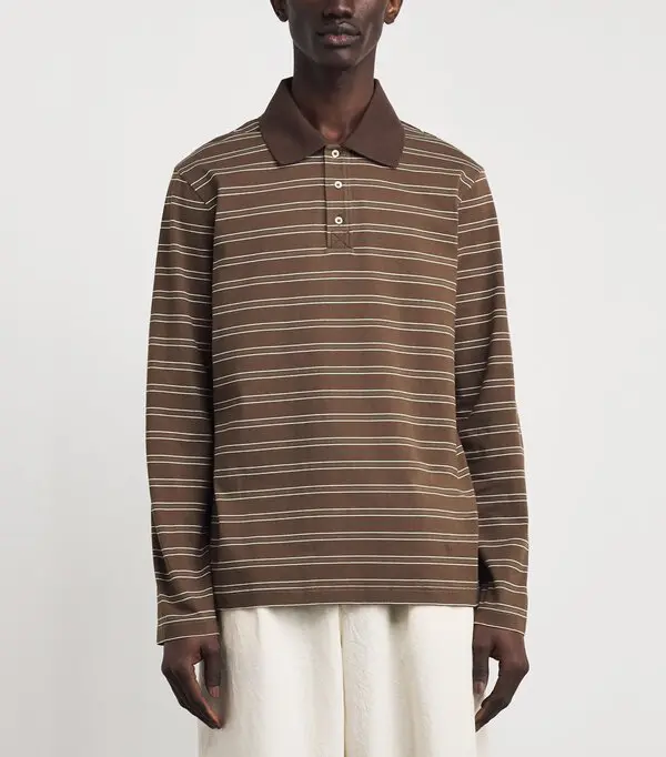A.p.c. Cotton Stripe Polo Shirt - Brown