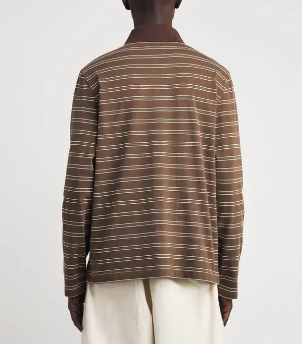 A.p.c. Cotton Stripe Polo Shirt - Brown