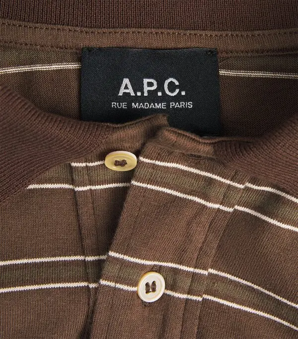 A.p.c. Cotton Stripe Polo Shirt - Brown