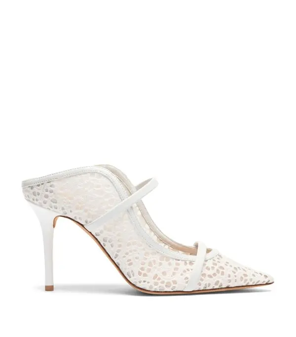 MALONE SOULIERS Broderie And Mesh Maureen 85 Heeled Mules
