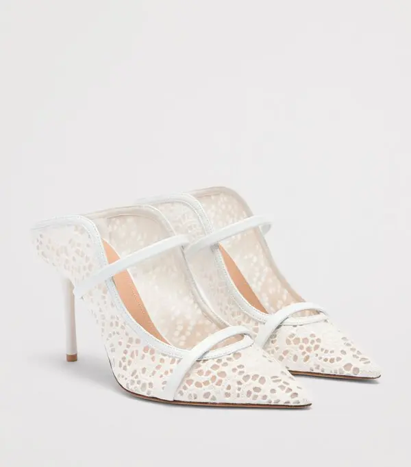 MALONE SOULIERS Broderie And Mesh Maureen 85 Heeled Mules