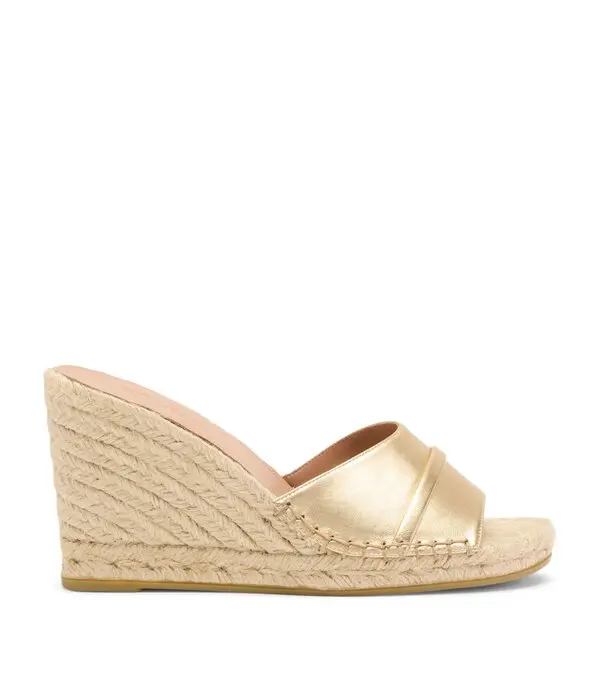 MALONE SOULIERS Soleil Metallic Leather Wedge Espadrilles - Gold