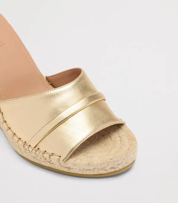 MALONE SOULIERS Soleil Metallic Leather Wedge Espadrilles - Gold