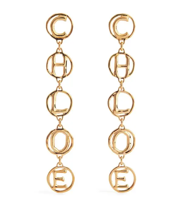 Chloé Script Logo Dangle Earrings - Gold