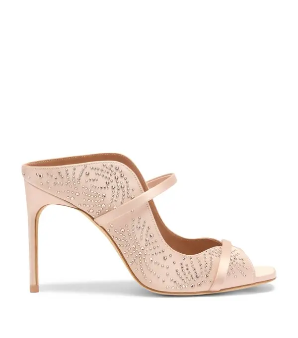 MALONE SOULIERS Satin Crystal-embellished Noah Heeled Sandals - Metallic