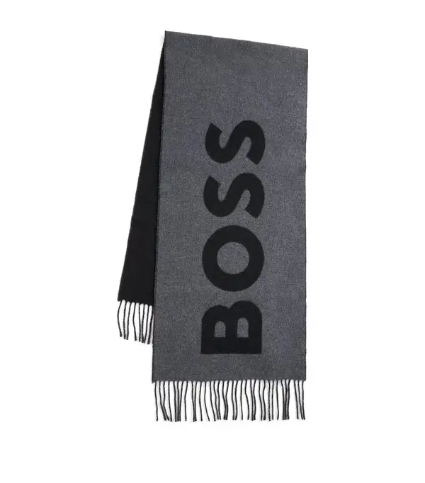 BOSS Wool-blend Rikard Scarf - Grey