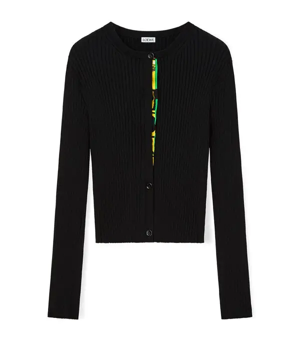 Loewe Ribbed Knit Cardigan With Contrast Trim
