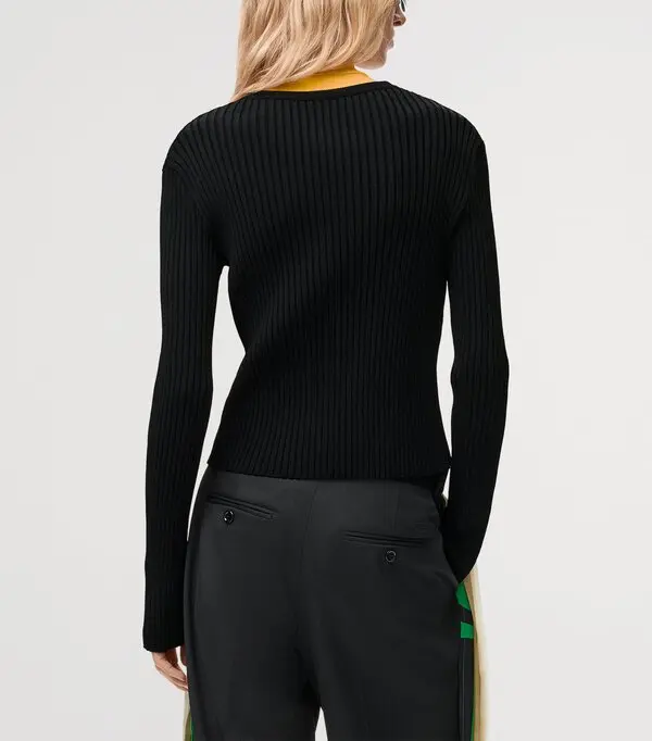 Loewe Ribbed Knit Cardigan With Contrast Trim