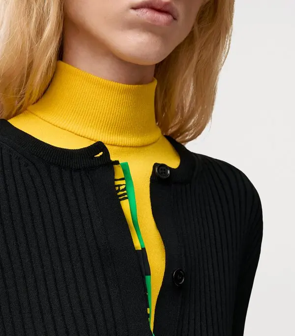 Loewe Ribbed Knit Cardigan With Contrast Trim
