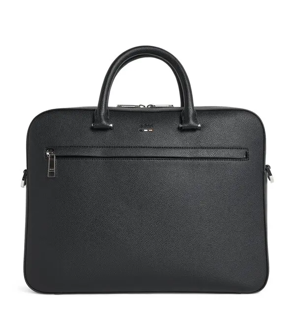 BOSS Grained Leather Briefcase - Black