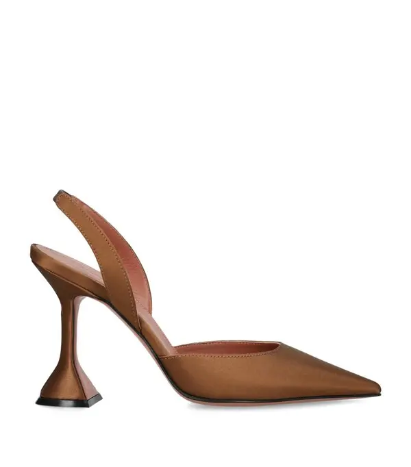 Amina Muaddi Satin Holli Slingback Heels