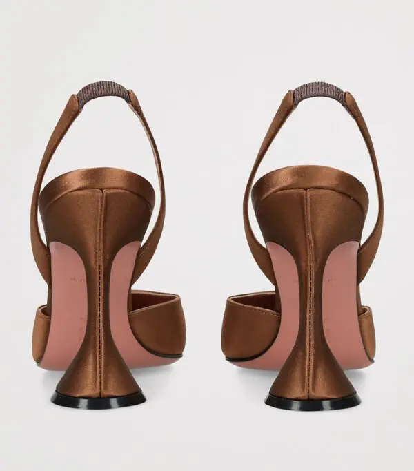 Amina Muaddi Satin Holli Slingback Heels